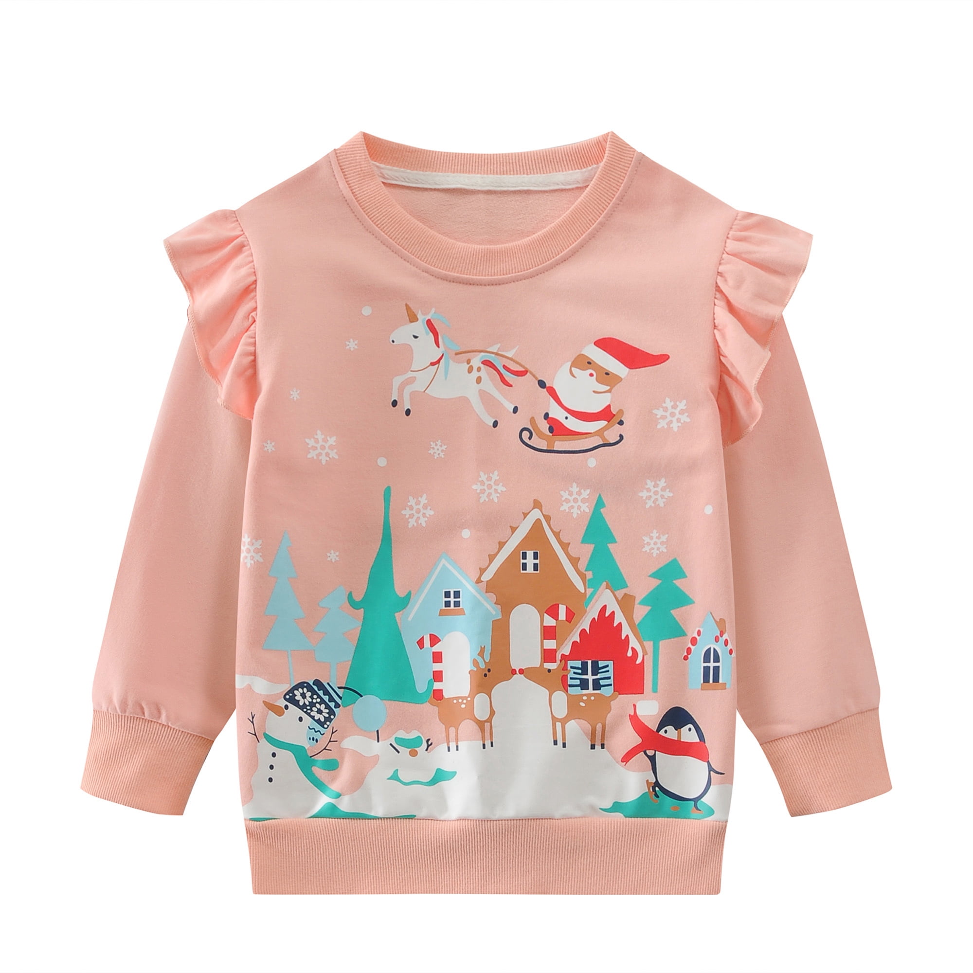 POPTEM Christmas Sweatshirts for Toddler Girls Santa Shirts Long Sleeve ...