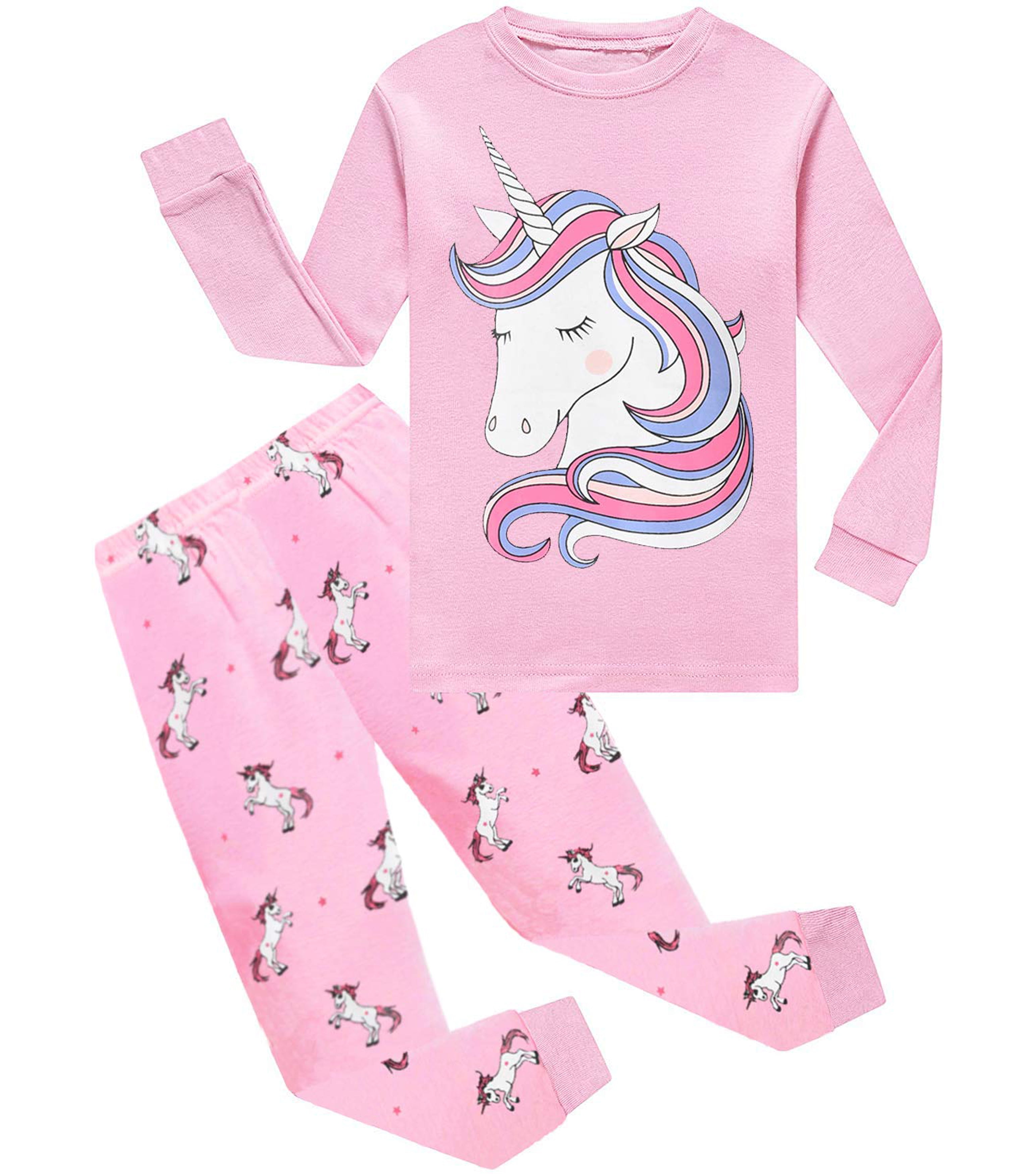 POPTEM Toddler Girls Pajamas Unicorn Pjs Long Sleeve Cotton Sleepwear for Kids Pink 4T - Walmart.com