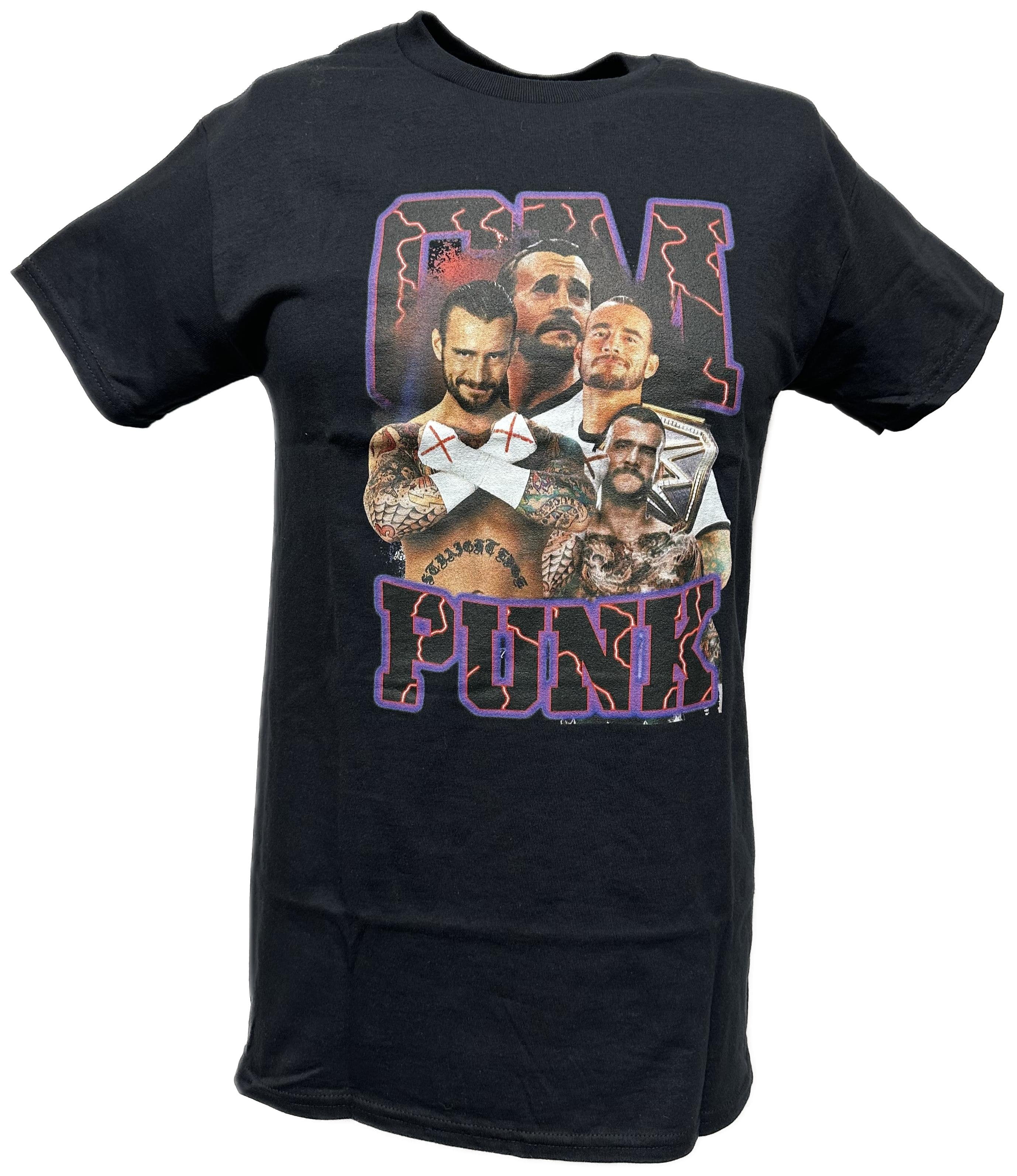 CM Punk Purple Name Four Pose Mens Black T-shirt - Walmart.com