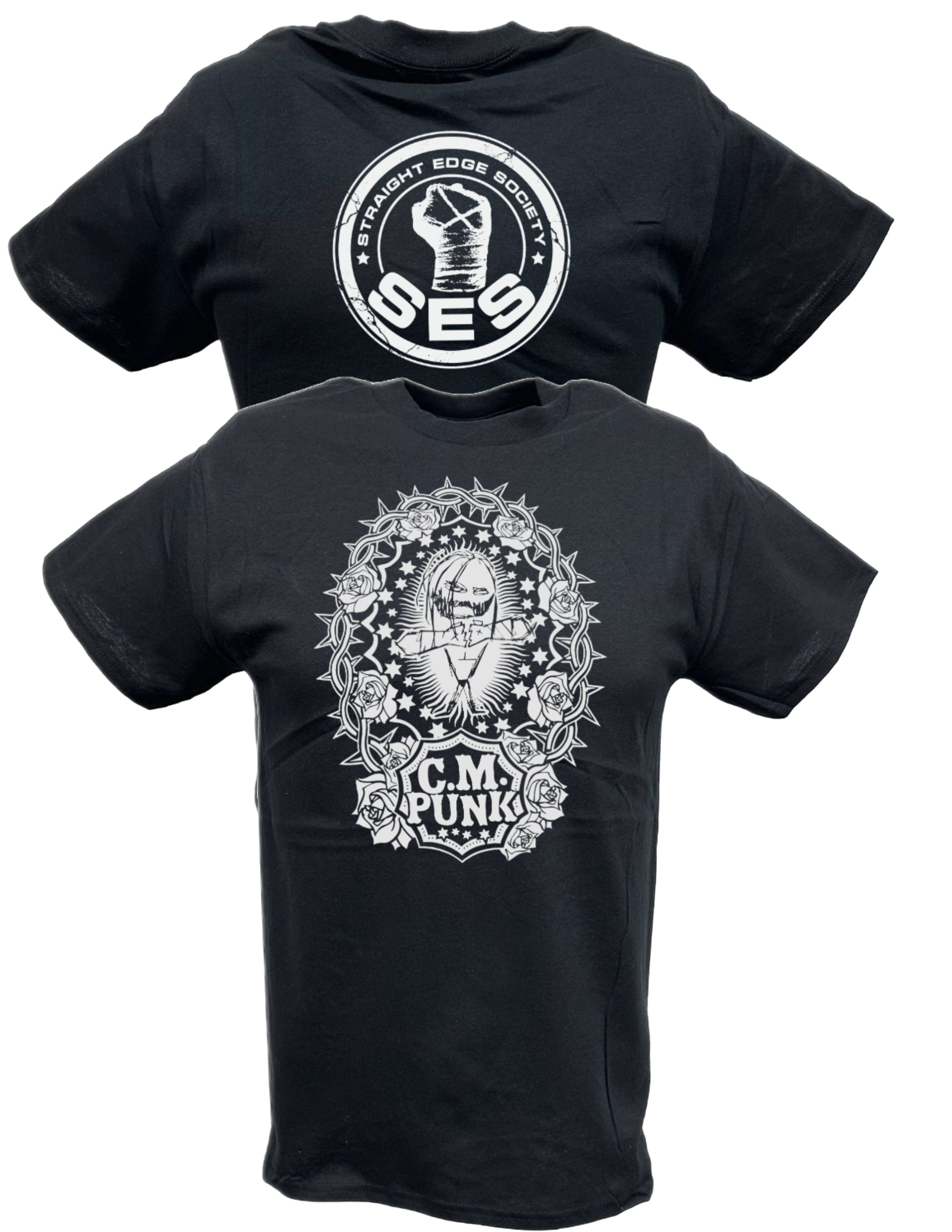 CM Punk Straight Edge Society SES Mens Black T-shirt S - Classic Type ...