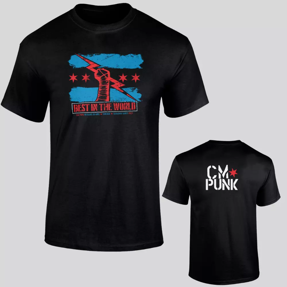 CM Punk T Shirt Best In The World Return To WWE Black Men Women Fan ...