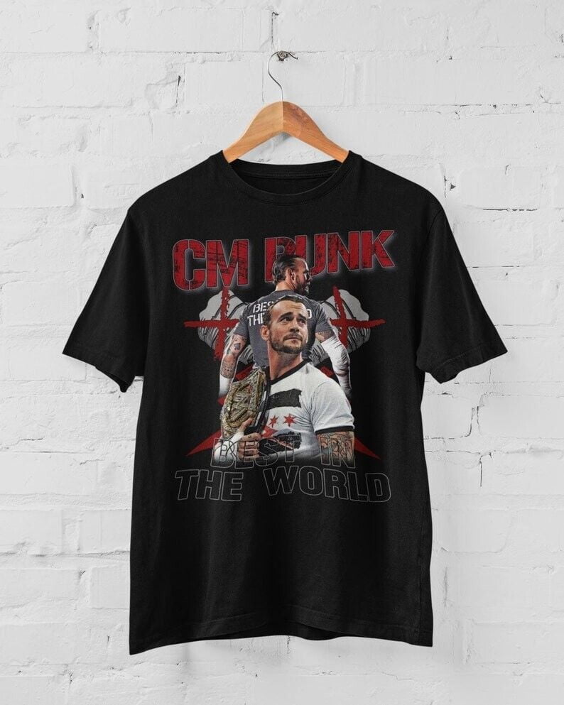 CM Punk Wrestling Vintage 90s Retro Graphic Collage T-Shirt - Walmart.com