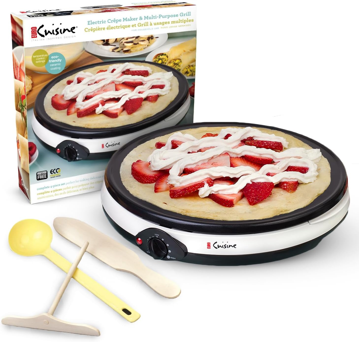 CM20 Electric Crepe Maker, 12 Inch Ceramic Non-stick Pan (PTFE PFOA ...