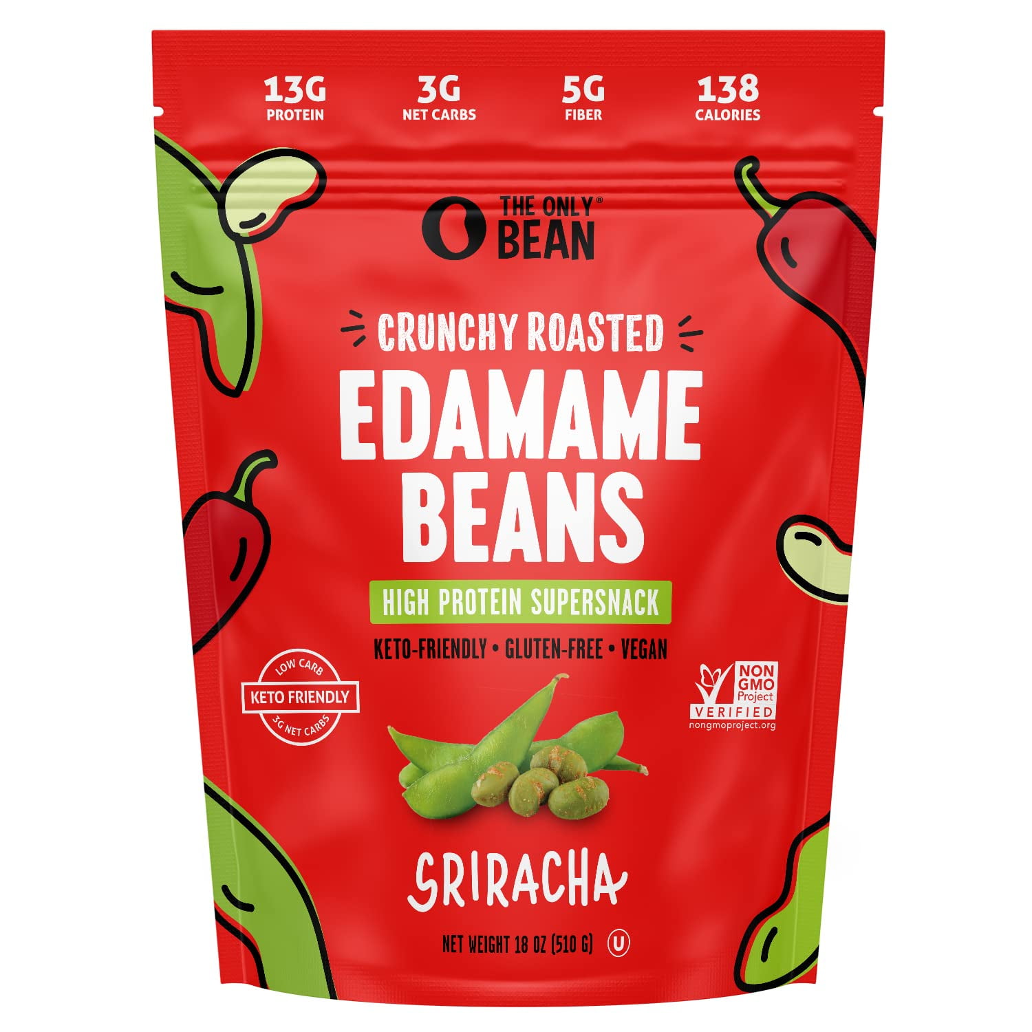 - CM31 Crunchy Roasted Edamame Snack (Sriracha) - High Protein Healthy ...