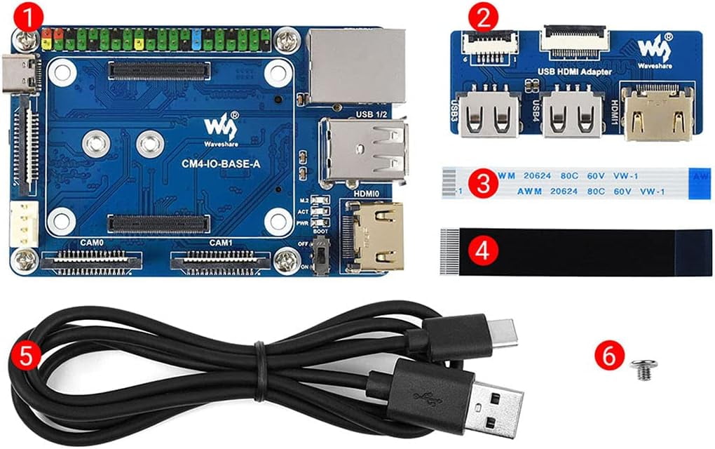 CM4-IO-BASE-A + USB HDMI Adapter, Mini Base Board for Raspberry Pi ...