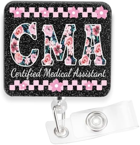 CMA Certified Medical Assistant Badge, Personalized Medical ID, Floral ...