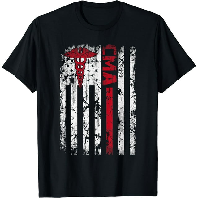 CMA Certified Medical Assistant USA Flag Nurse Medical T-Shirt ...