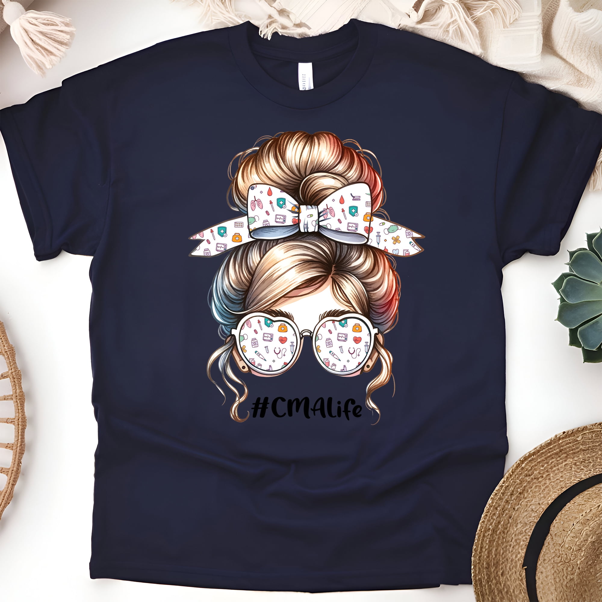 CMA Life Graphic T-Shirt for Women, Cute Healthcare Worker Tee, Navy ...