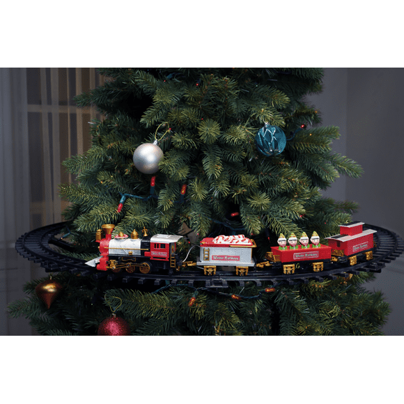 Christmas Train Sets Around Tree with Lights and Sound for Kids