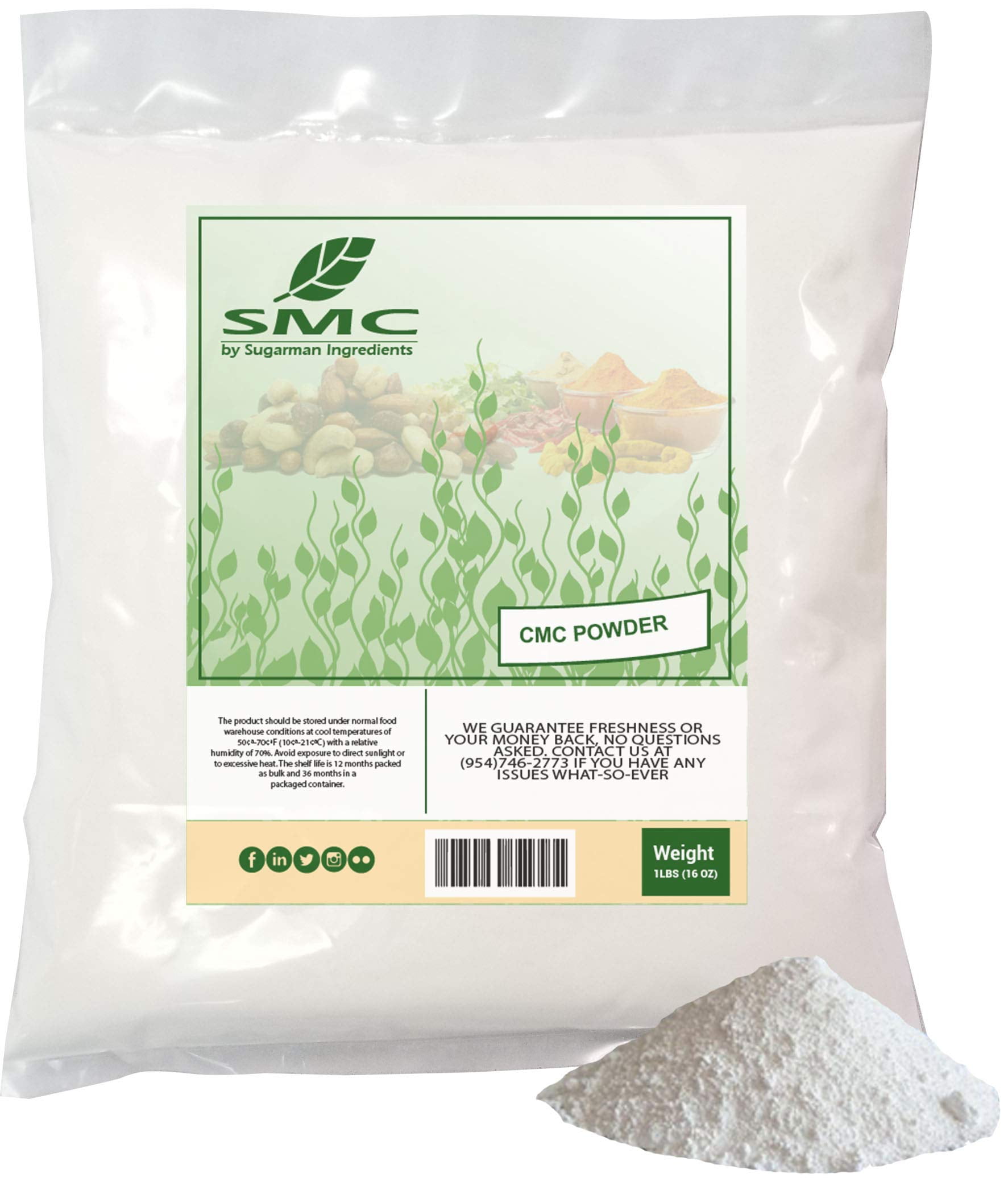 CMC Powder 1 Pound BULK-SODIUM CARBOXYMETHYL CELLULOSE - Walmart.com