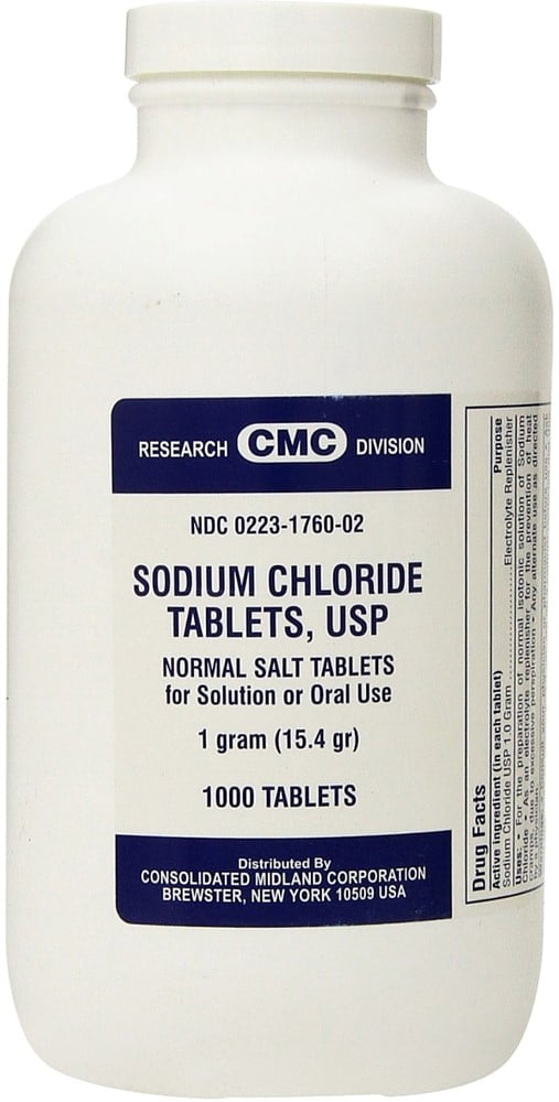 CMC Sodium Chloride Tablets, 1g, 1000 Count - Homeopathic for Sodium ...
