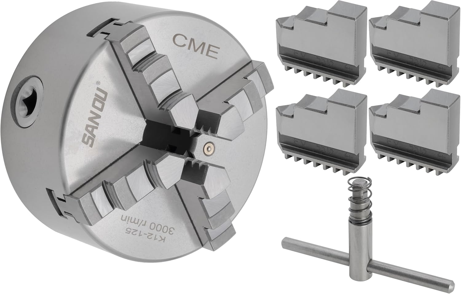 CME 5" 4-Jaw Self-Centering (Scroll) Lathe Chuck, Plain (Flat) Back ...