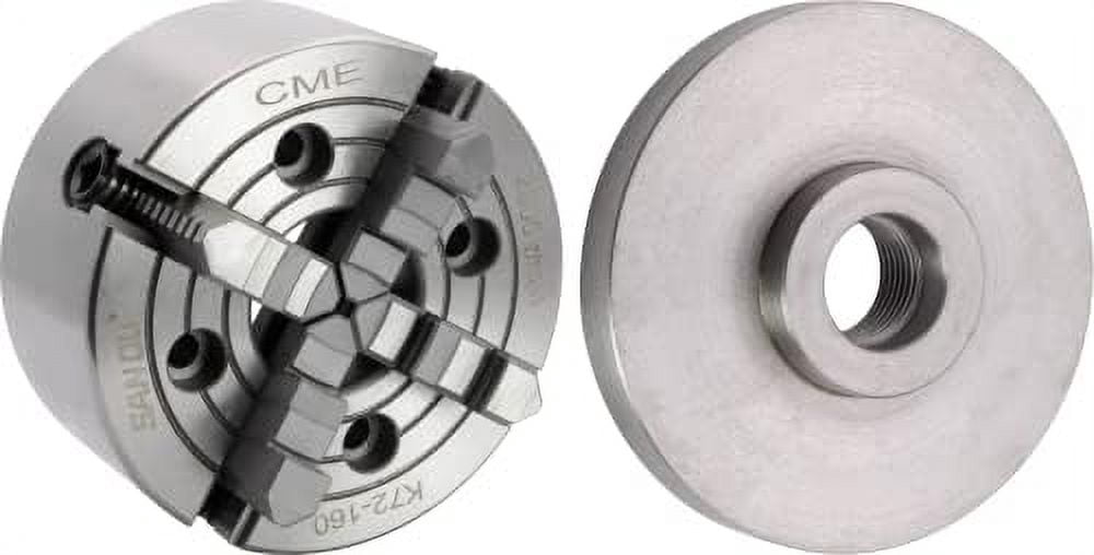 CME 6" 4-Jaw Lathe Chuck with 1 1/2"-8 Threaded Semi-Finished Backing ...