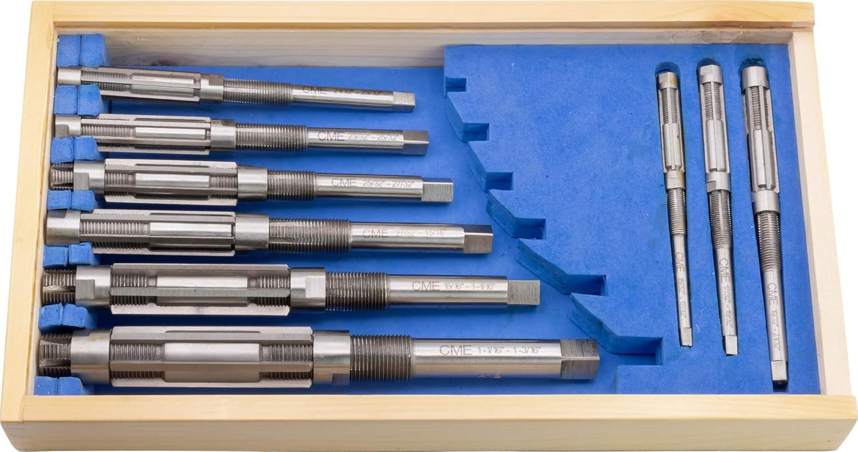 CME 9 pc Adjustable Hand Reamer Set, M2 High-Speed Steel, 15/32" to 1 3 ...