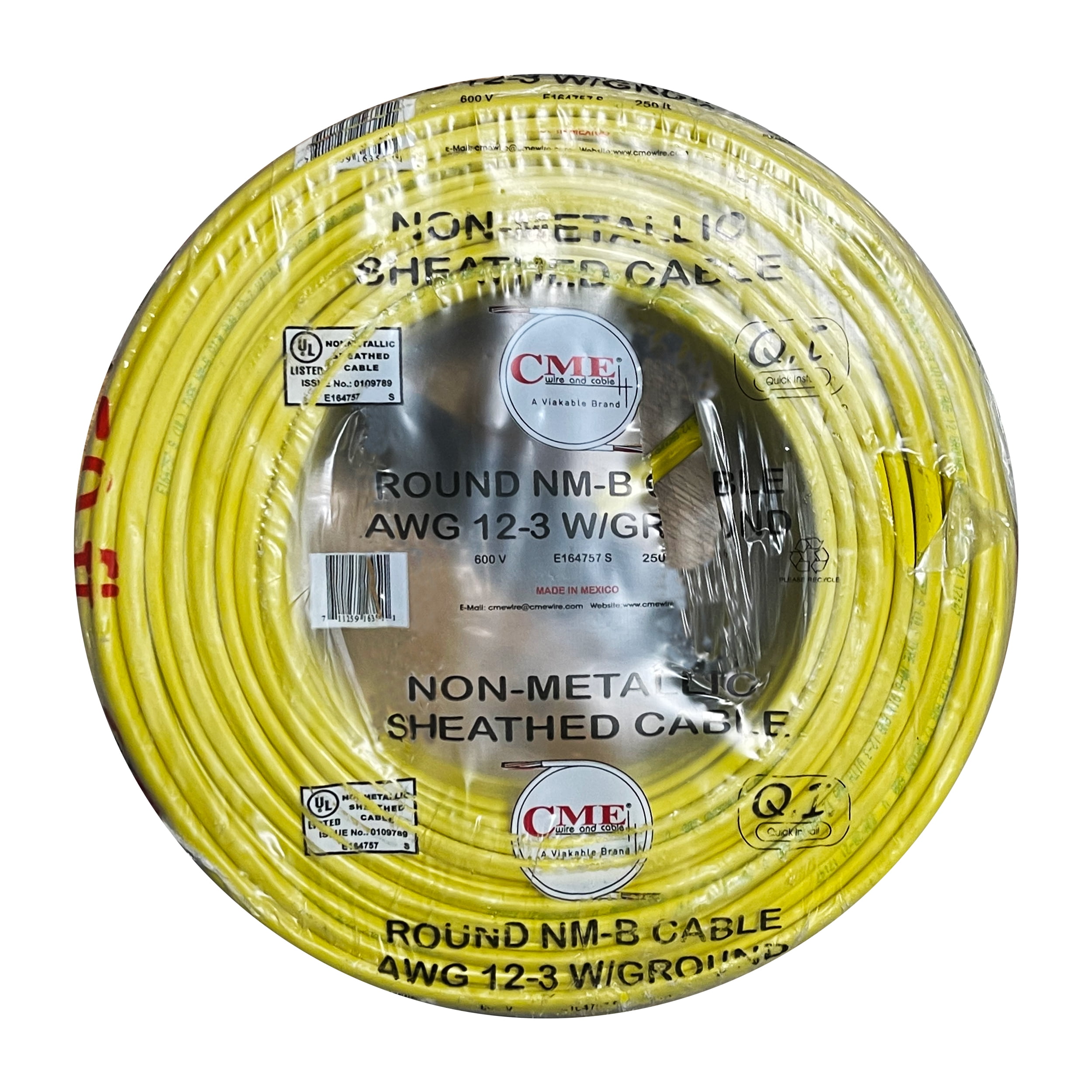 CME Wire & Cable 12/3 + Ground Copper Building Wire, NM-B Cable, 250 ...