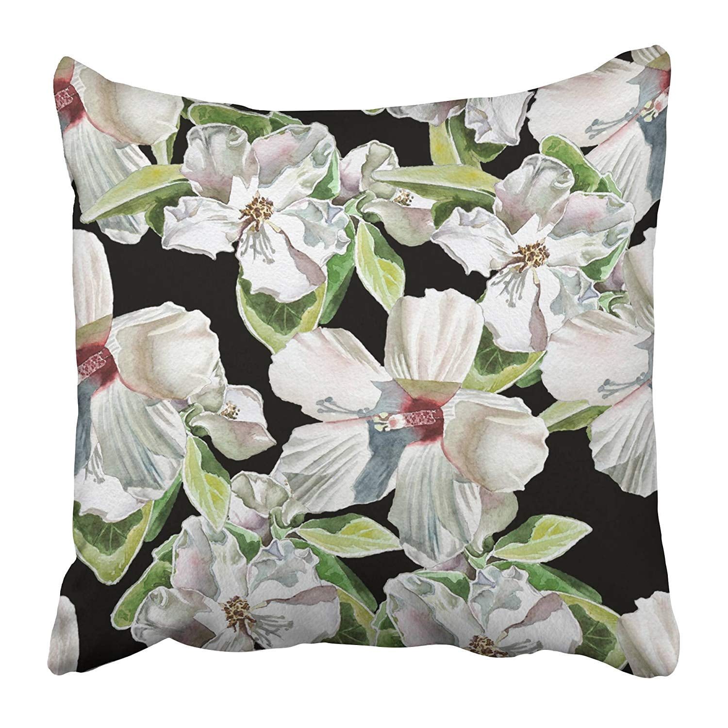 CMFUN Black Abstract with White Flowers Watercolor Colorful Aquarelle ...