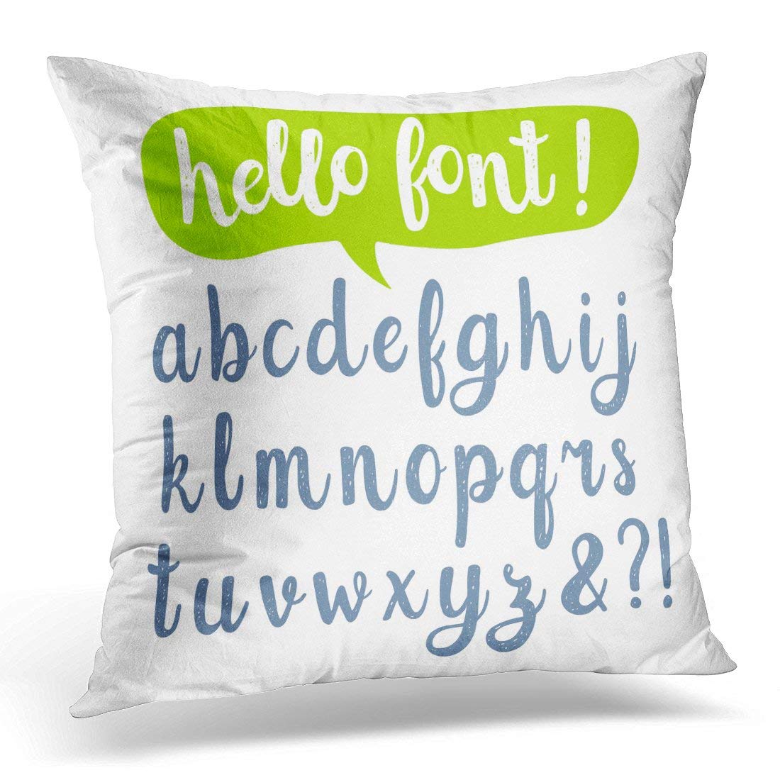 CMFUN Black Script Hand Drawn Calligraphic Alphabet Pillow Case Pillow ...
