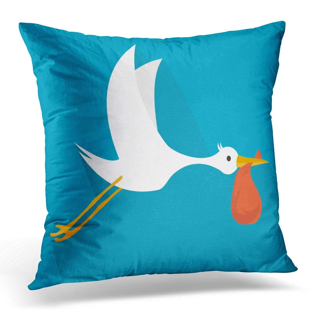 CMFUN Blue Animal Stork Bird Flight of The in Sky Animated Pillows case ...