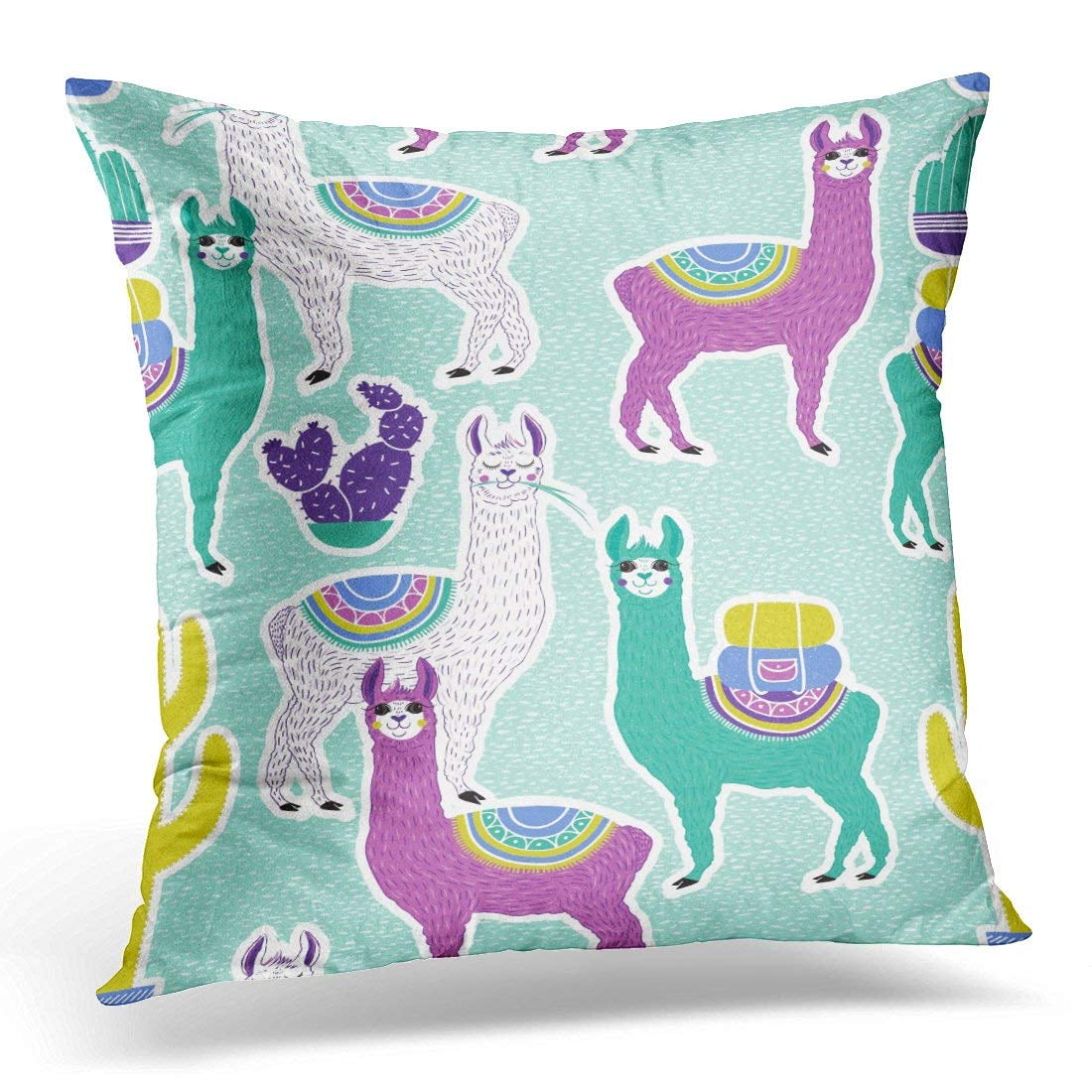 CMFUN Colorful Lama of Sweet Llama Alpaca and Cactus Hand Draw South ...