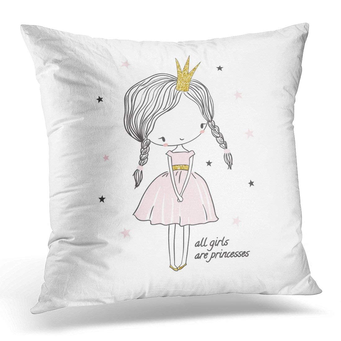CMFUN Pink Baby Cute Little Princess Girl Use Design Wear Doodle Pillow ...
