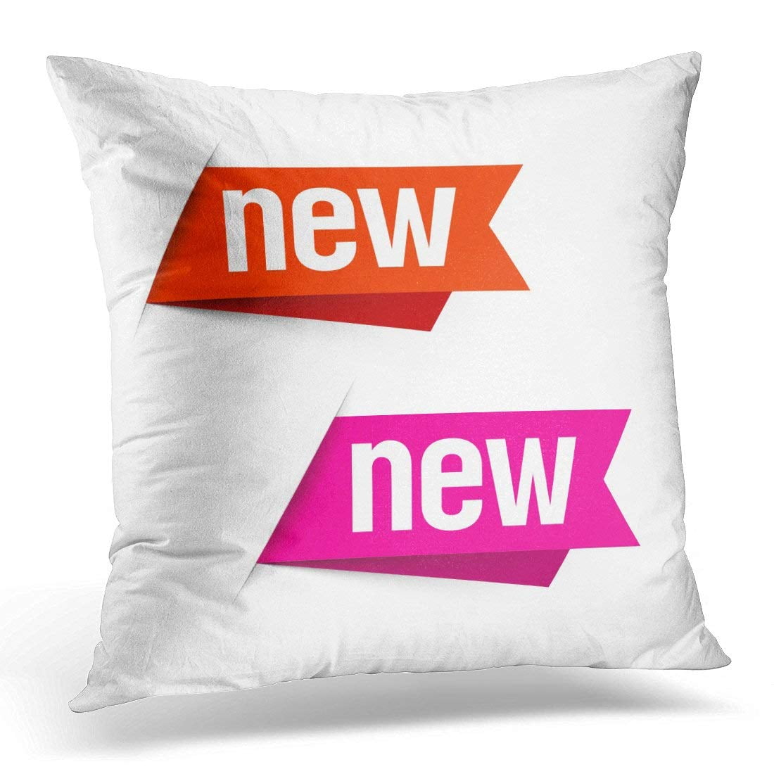 CMFUN Red Sticker Bright New Labels Tag Pillows case 20x20 Inches Home ...