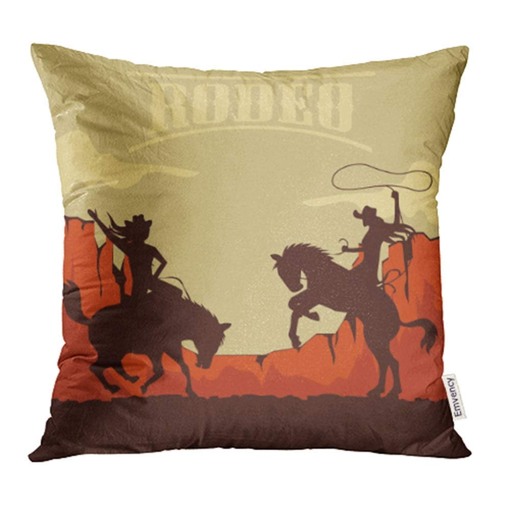 CMFUN Rodeo with Cowboy and Cowgirl Silhouettes Riding on Wild Horse ...