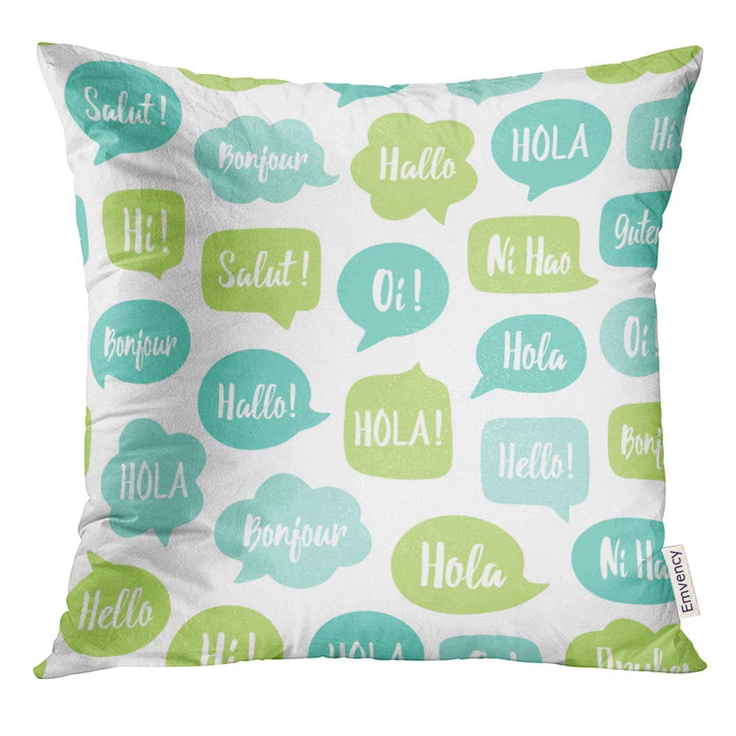 CMFUN Speech Bubbles of Green with Word Hello in Different Languages Hi ...