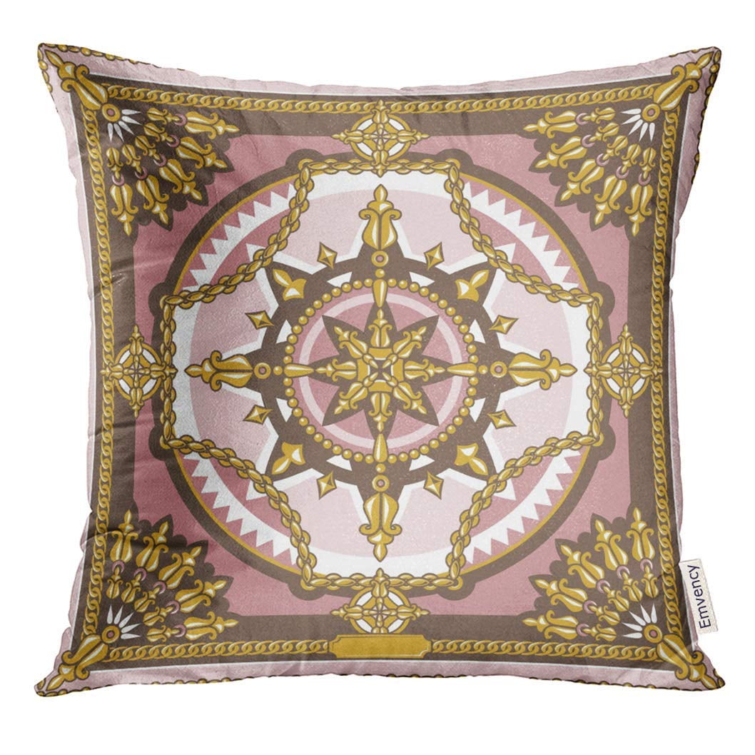 CMFUN Western Elegant Pattern Head Scarf Design with Gold Chains Pink ...