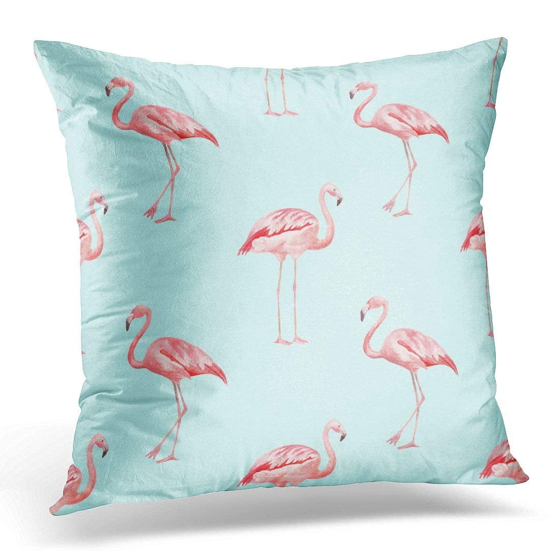 CMFUN White Animal Watercolor Pink Flamingos Pattern Bird Pillow Case ...