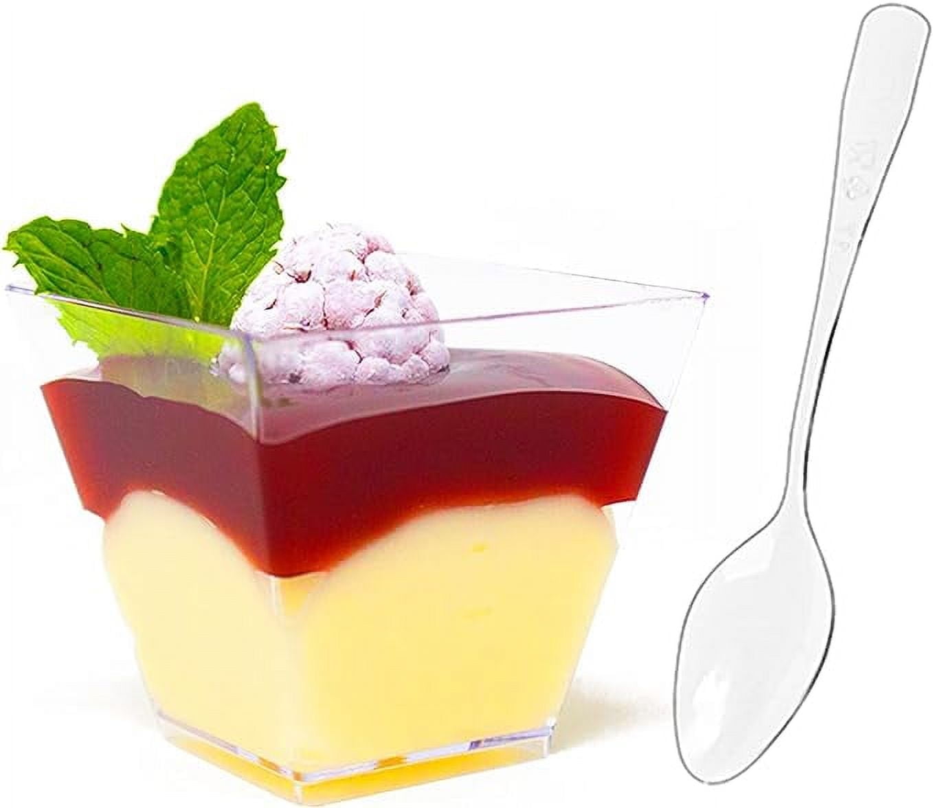 CMJJ Gourmet Mini Pyramid Disposable Cups with Spoons, Clear Plastic ...