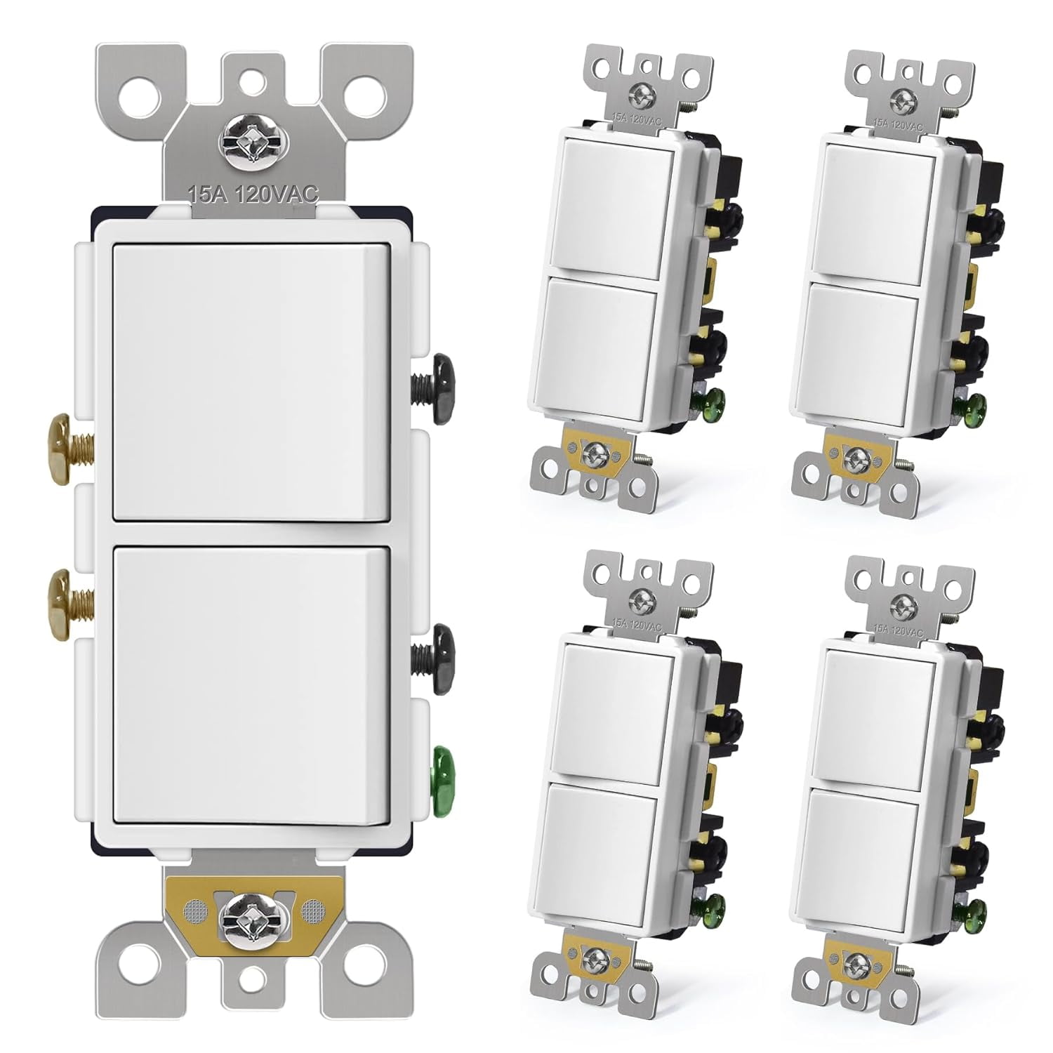 CML Double Rocker Decorator Light Switch, Two Single Pole Electrical ...