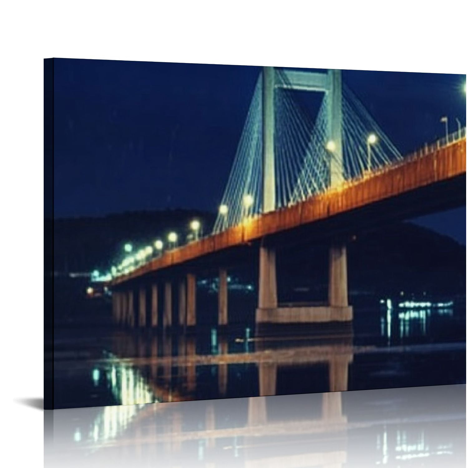 CMMY Cityscape Canvas Wall Art - Neon Light Golden Gate Bridge View ...