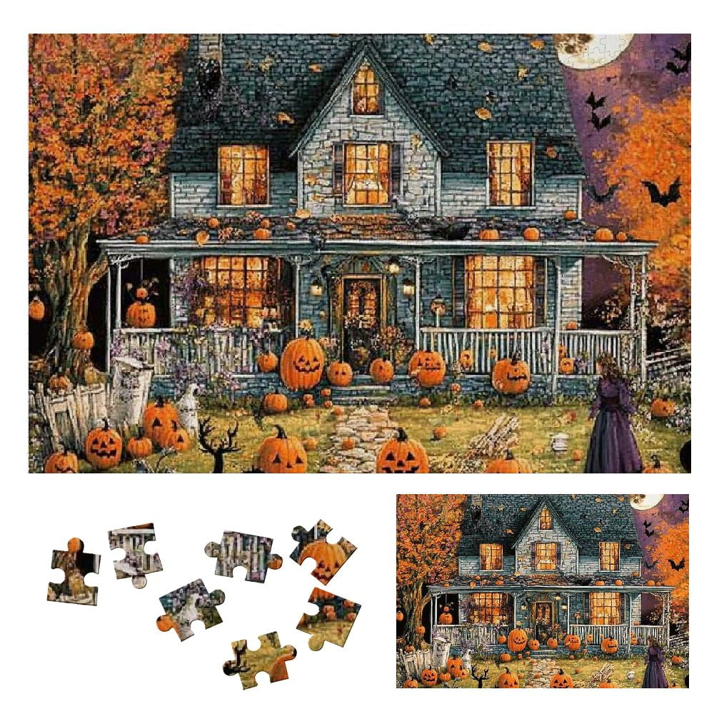 CMMY Horror Halloween Holiday Puzzle for Adults, Fall Haunted House ...