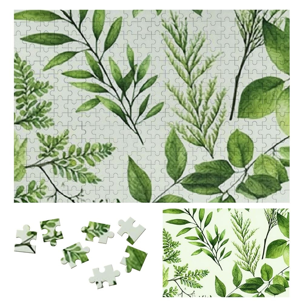 CMMY Leaves Branches Green Dot Wooden Jigsaw Puzzle Challenging ...