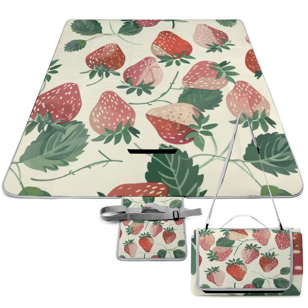CMMY Strawberry Fruit Summer Square Picnic Mat Foldable Picnic Blankets ...