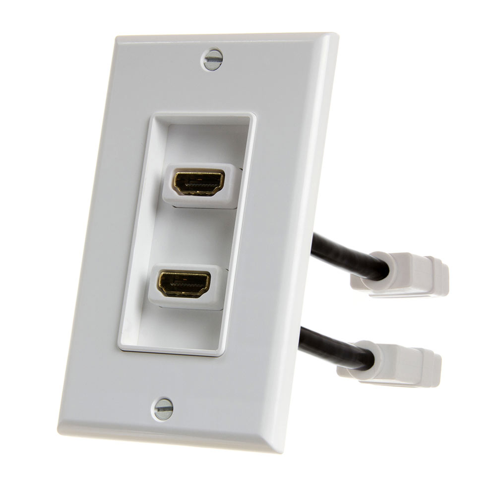 CMPLE HDMI Wall Plate Dual-Port White Wall Plate 4” Rear Extension ...