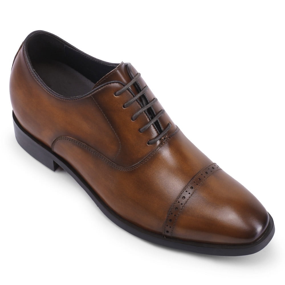 CMR CHAMARIPA Elevator Dress Shoes For Men - Brown Leather High Heel ...