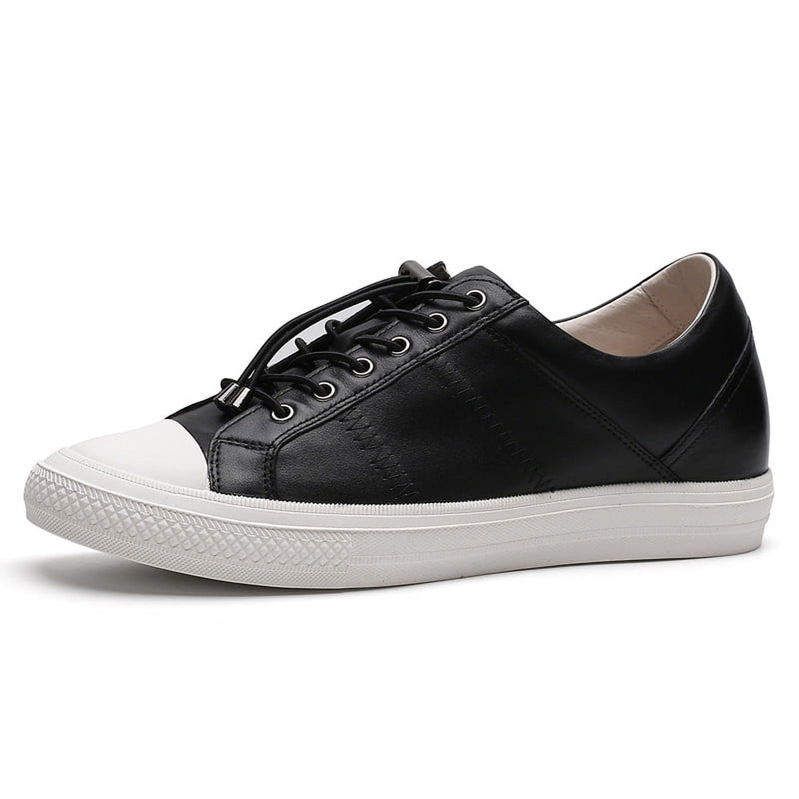 CMR CHAMARIPA Elevator Sneakers For Men - Black Leather Hidden Heel ...