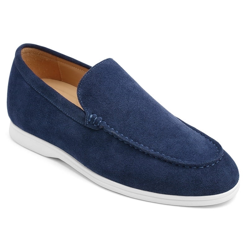 CMR CHAMARIPA Men's Elevator Shoes - Navy Suede Apron Toe Loafer Shoes ...