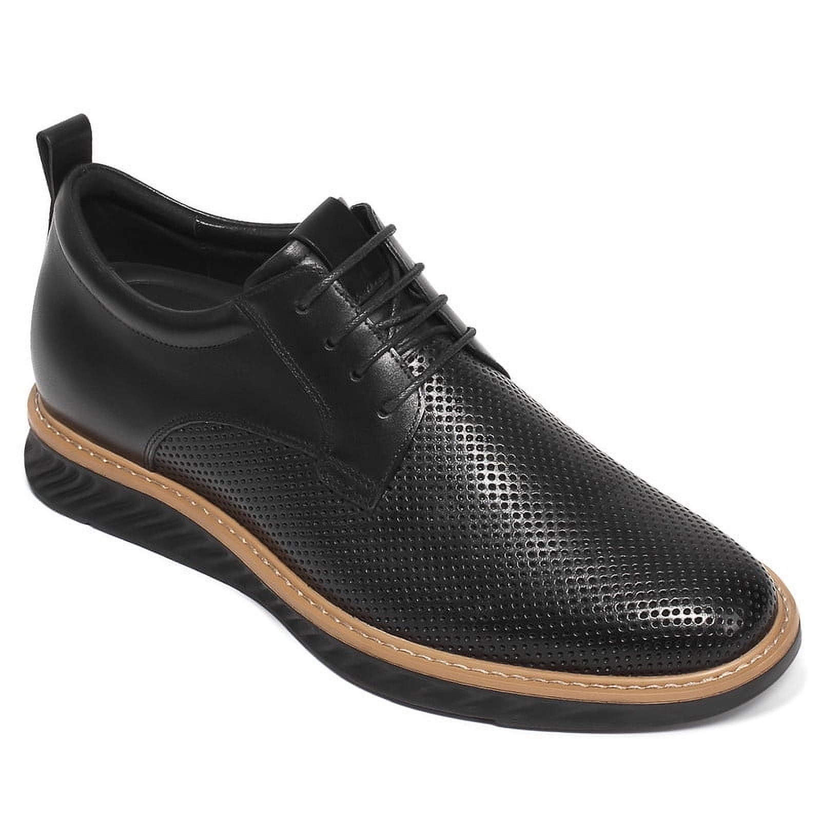 CMR CHAMARIPA Men's Invisible Elevator Shoes - Black Leather Business ...