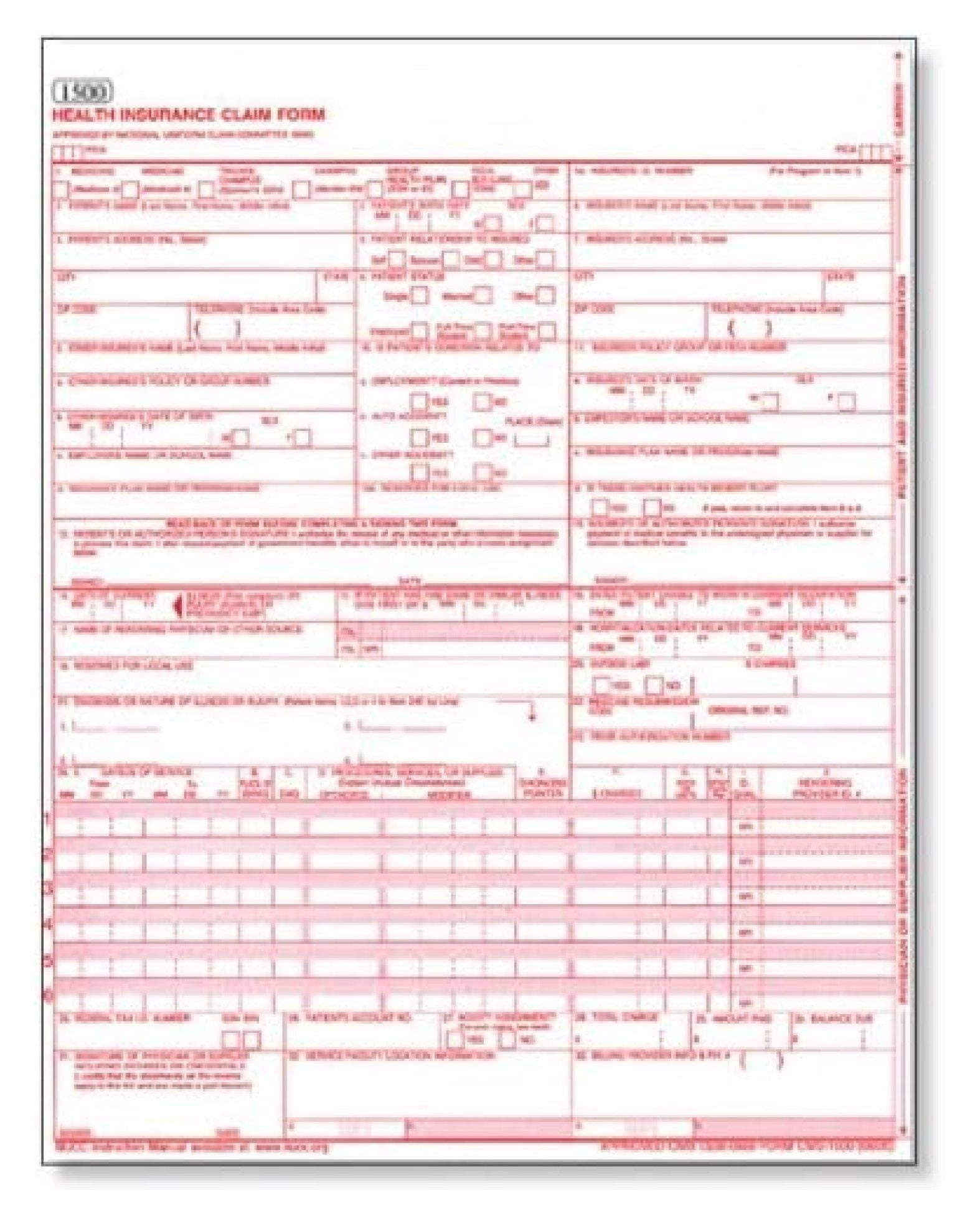 CMS 1500 / Hcfa 1500 Medical Billing Forms (1000 Sheets) - Walmart.com