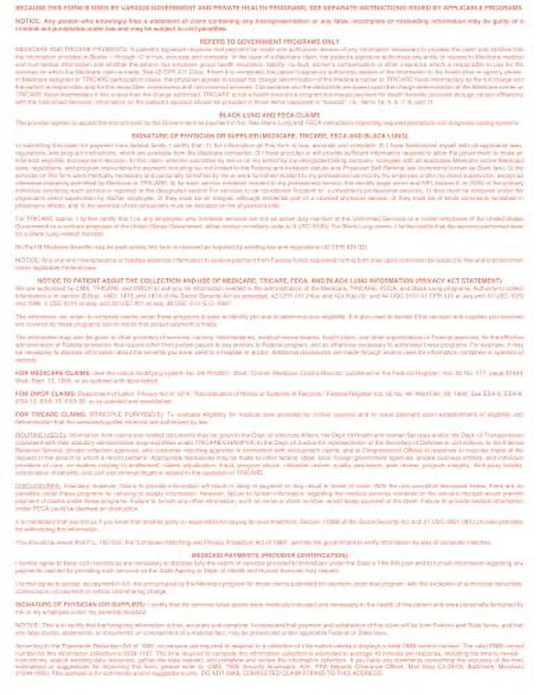 CMS-1500 Laser Printer Medical Claims Form - 2500 Sheets, Revised 02/12 ...