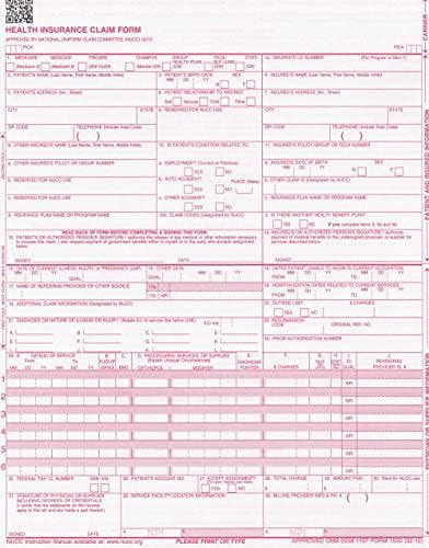 CMS-1500 Laser Printer Medical Claims Form - 2500 Sheets, Revised 02/12 ...