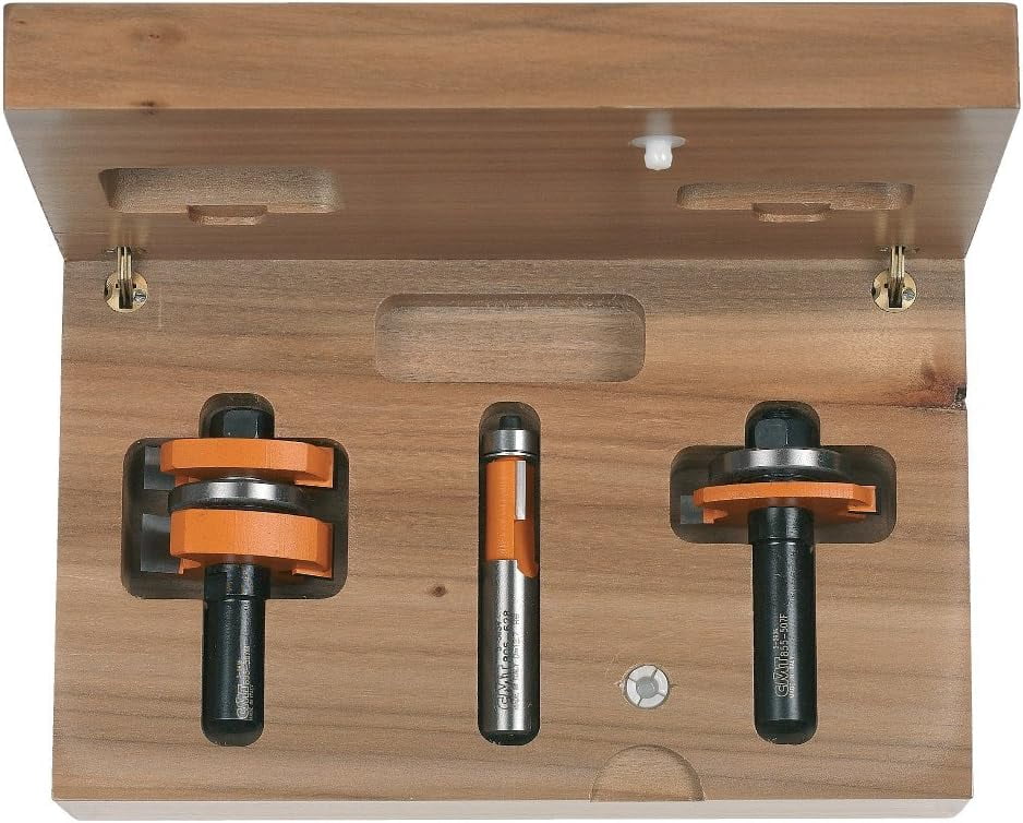 CMT 800.526.11 3-Piece Tongue & Cabinetmaking Set in Hardwood Case, 1/2 ...