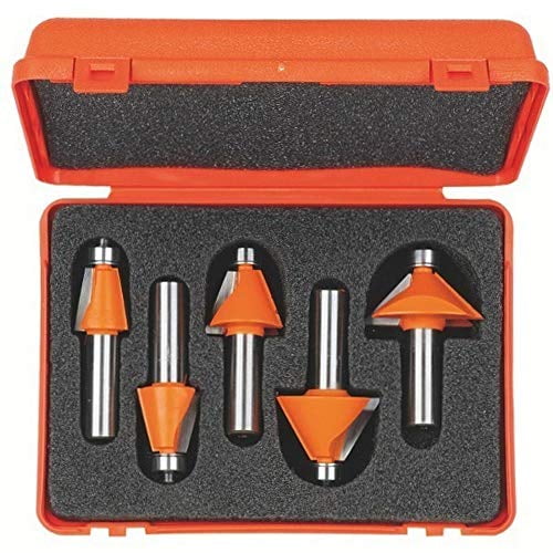 CMT 836.501.11 5-Piece Chamfer Bit Set in Carrying Case, 1/2-Inch Shank ...