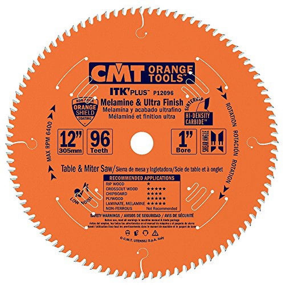CMT P12096 1" Bore ITK Melamine & Ultra Finish Saw Blade, 12" x 96 ...