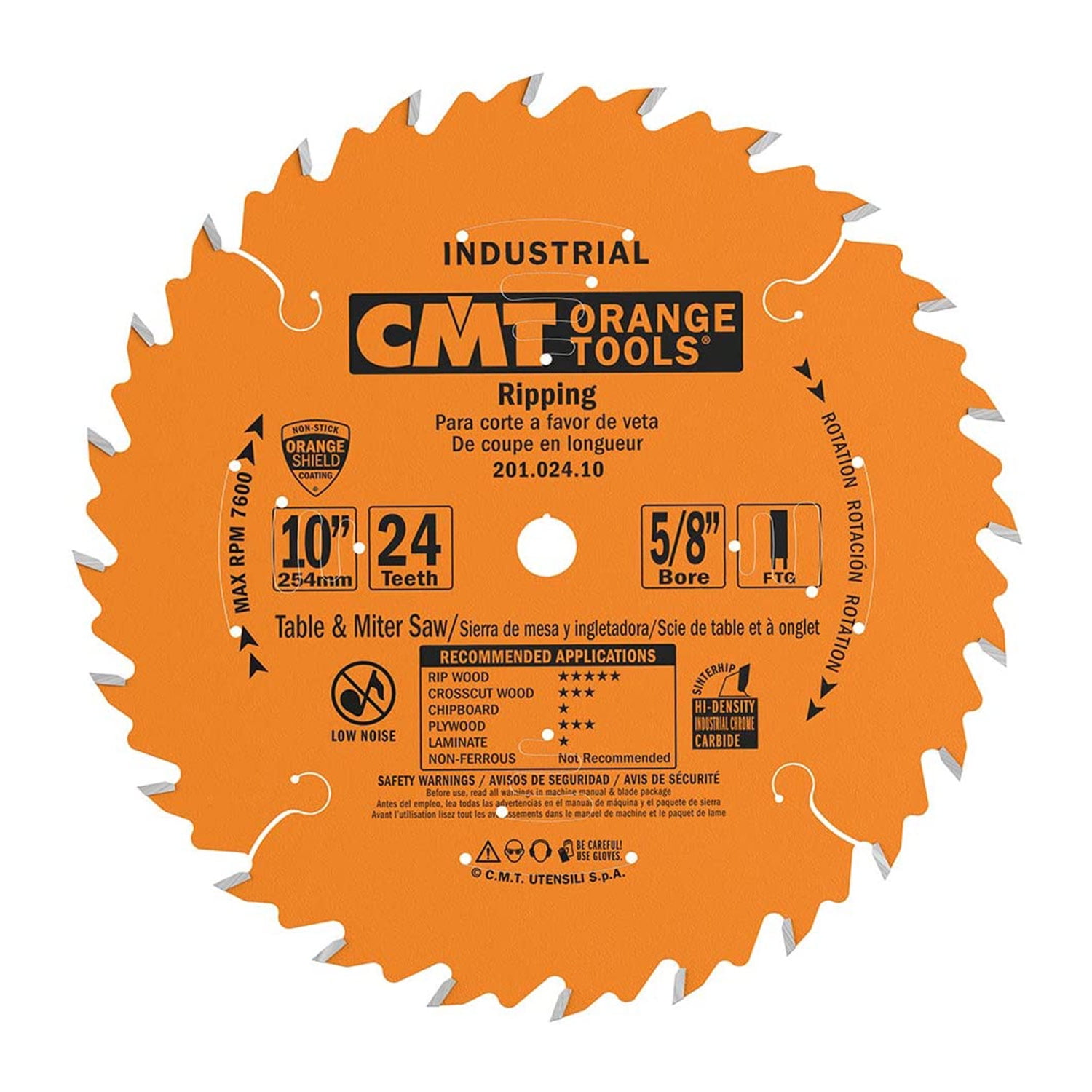 CMT USA 201.024.10 ITK Industrial 10 Inch 24 Tooth Fine Finish Saw ...