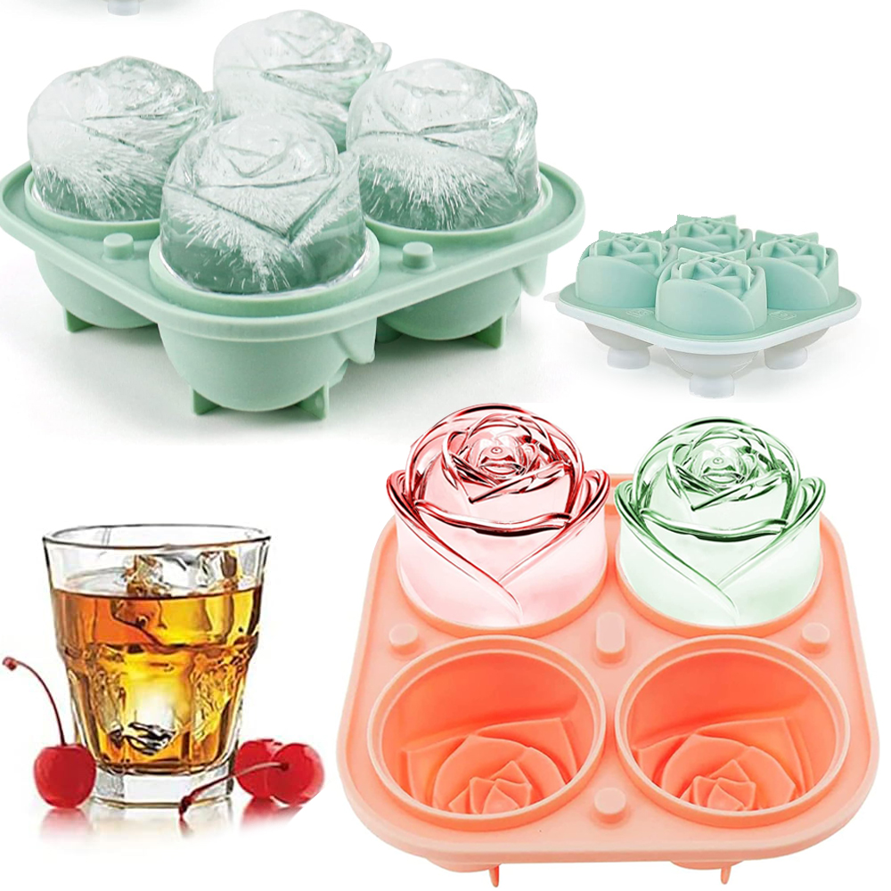 fuyuli 1PC Silicone Ice Cube Trays,6 Hole Rose and Heart Shape Silicone ...