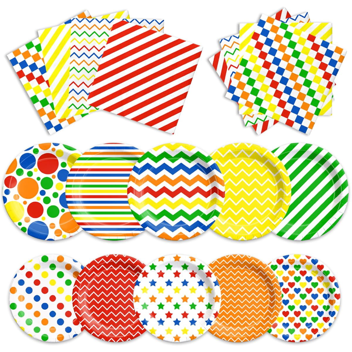 CMUSKO 60Pcs Rainbow Plates and Napkins-Colorful BSL1 Birthday ...