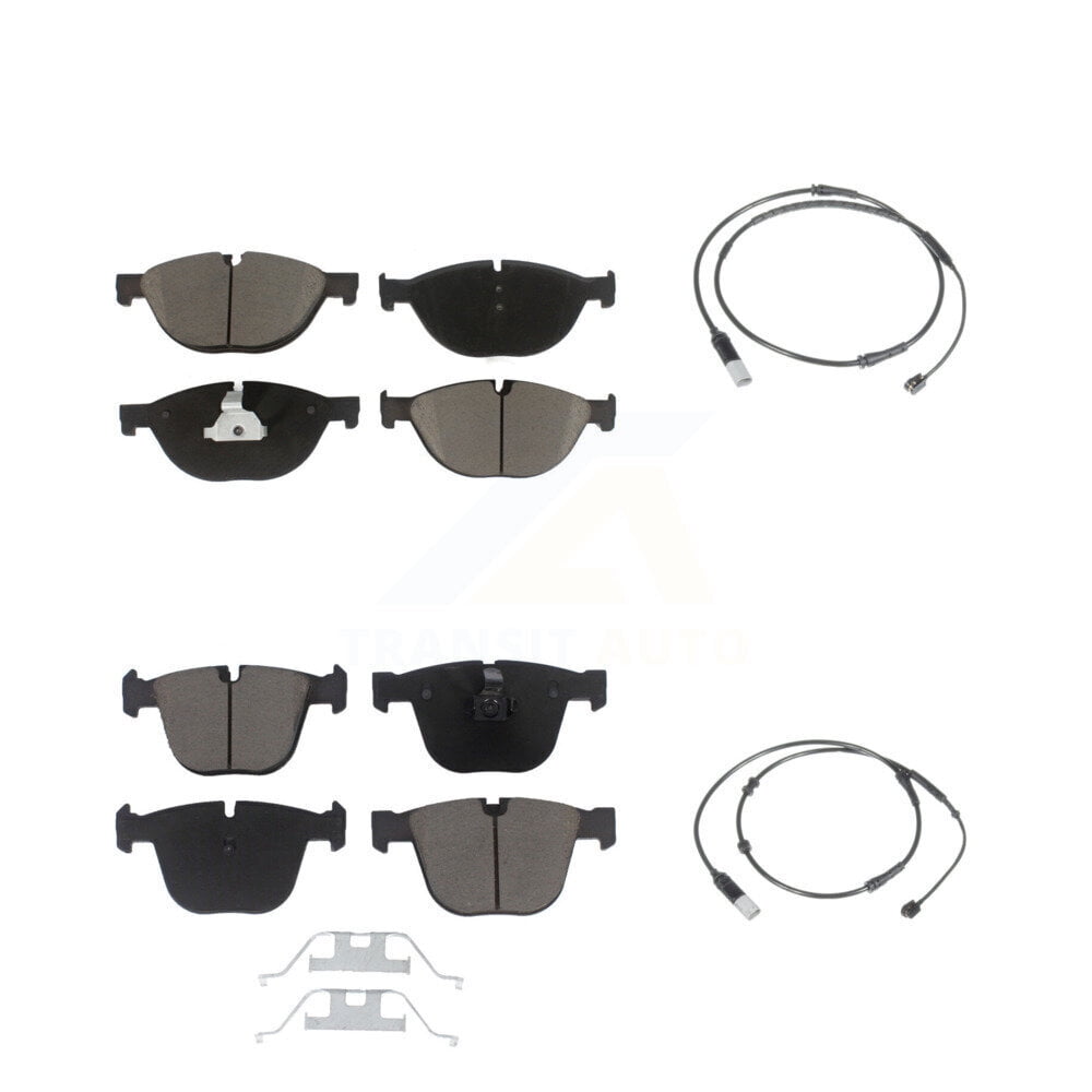 CMX Front Rear Ceramic Disc Brake Pads and Wear Sensors Kit for Car ...